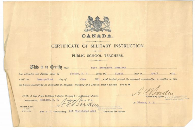 CERTIFICATE OF MILITARY INSTRUCTION – Maple Ridge Museum