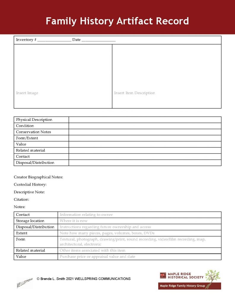 Family History Activities – Maple Ridge Museum