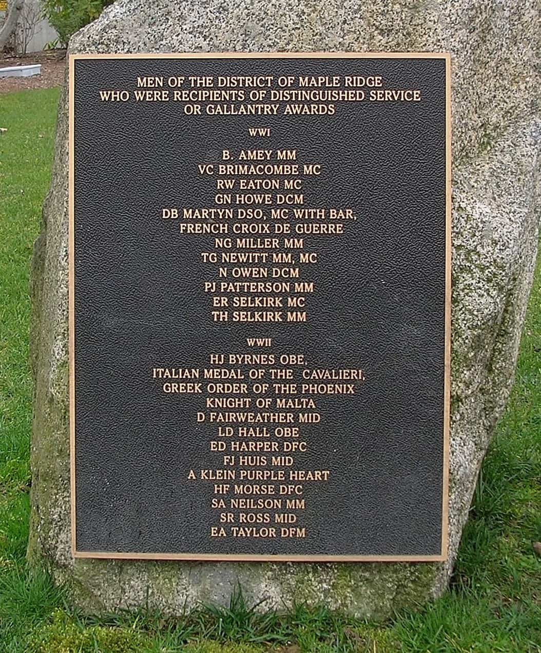 FWW Memorials – Maple Ridge Museum